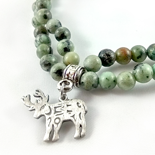 Jasper Bead Deer Bracelet - Roxanne Dick - Cariboo Jade & Gift Shop